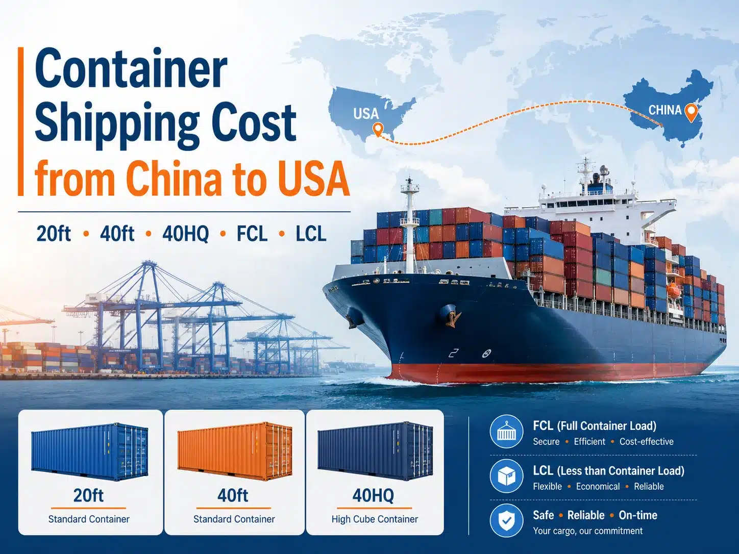 Container Shipping Cost from China to USA: 20ft & 40ft Rates
